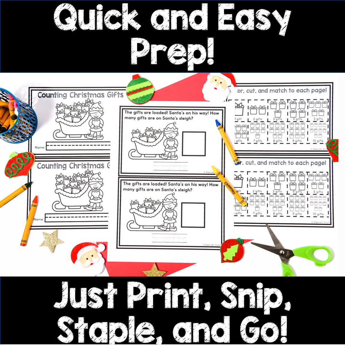 Christmas Counting 1-10 Cut and Paste Emergent Reader booklet | Made By ...
