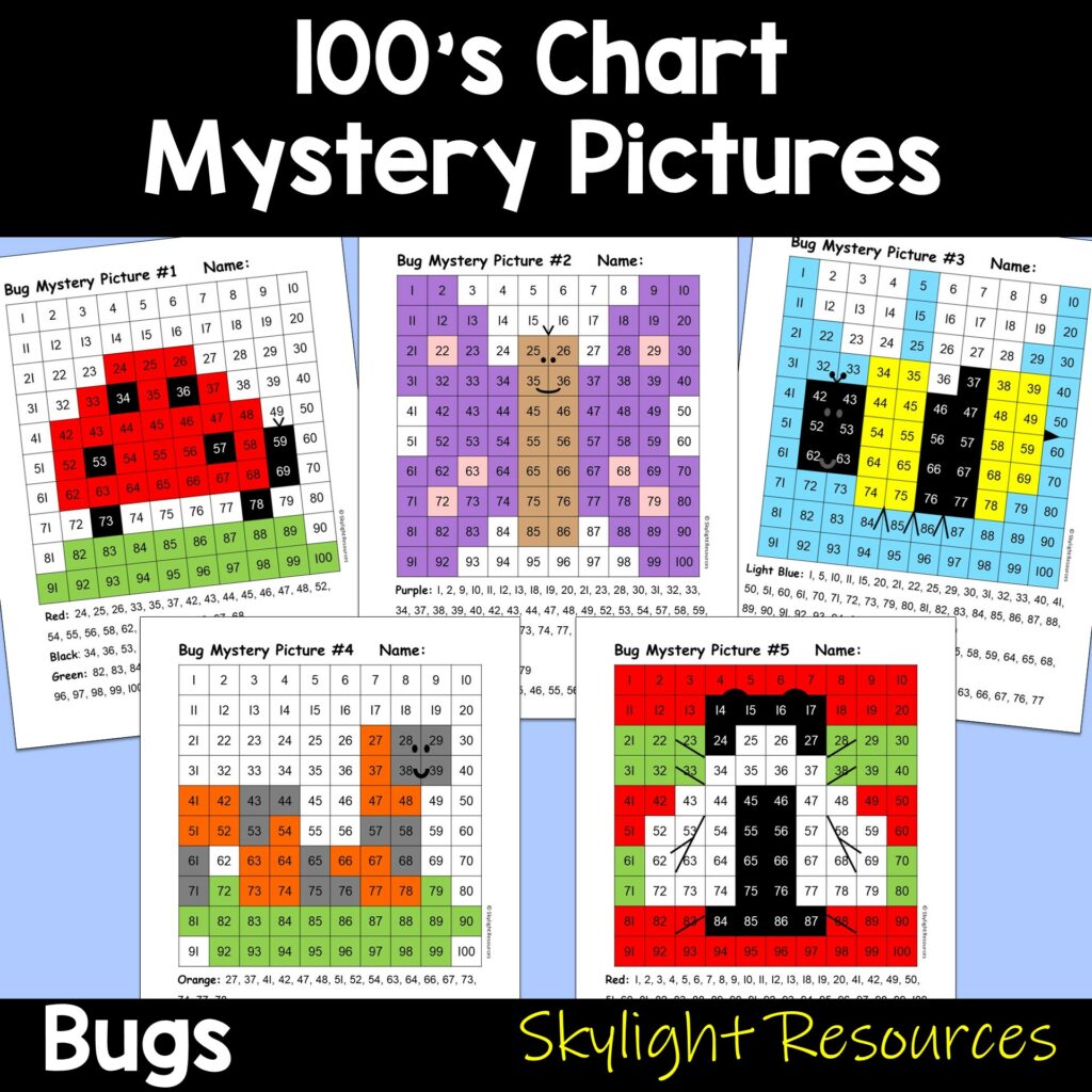 Bugs 100's Chart Mystery Pictures Number Practice | Made By Teachers