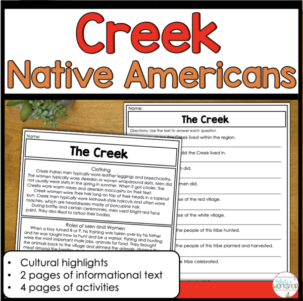 Creek Native Americans Reading and Comprehension Activities - Made By ...