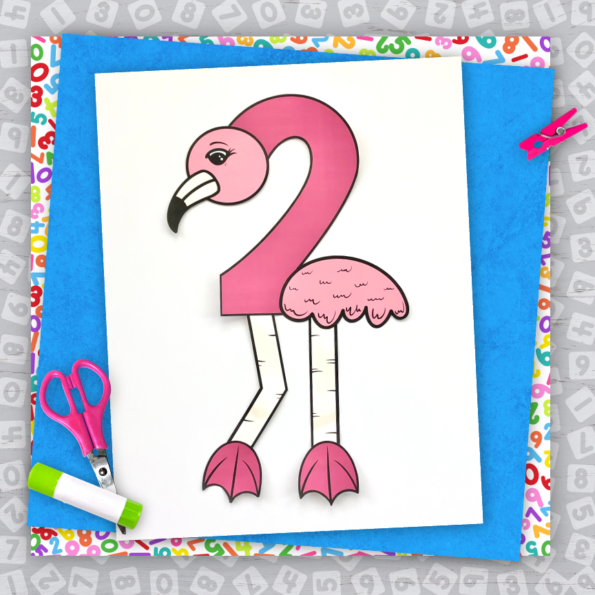 Number Craft | Two | Flamingo Craft - Made By Teachers
