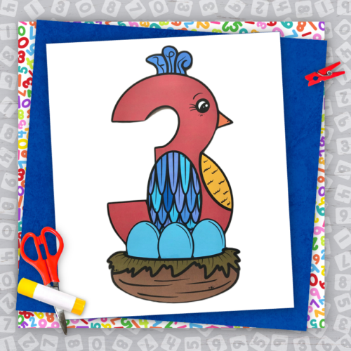 Number Craft | Three | Bird | Spring | Made By Teachers