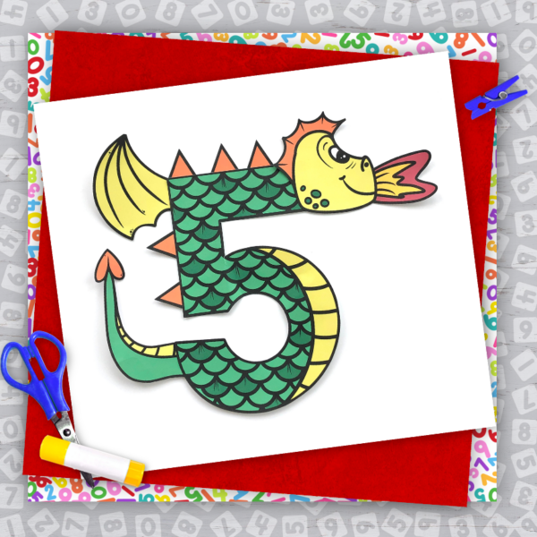 Number Craft | Five | Dragon - Made By Teachers