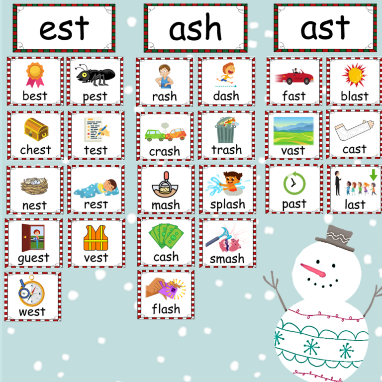 Final Consonant Blends - AST, EST, ASH - Winter Phonics Activities ...