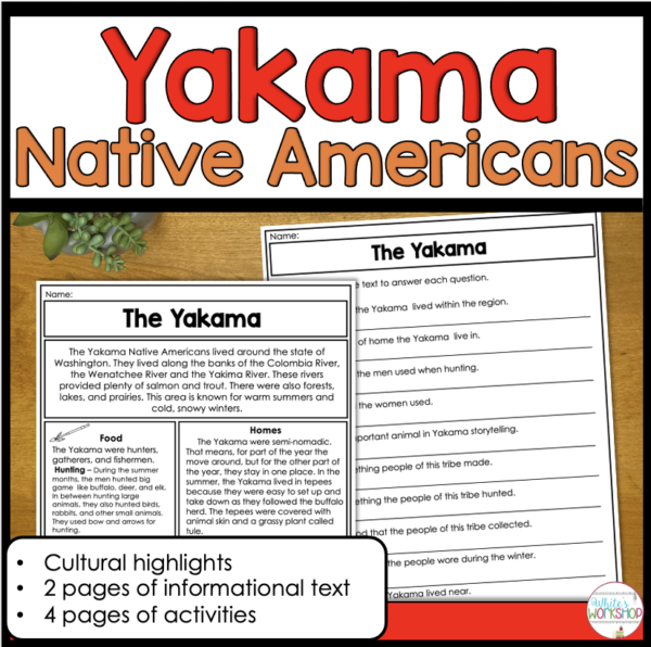 Yakama Native Americans Reading and Comprehension Activities | Made By ...