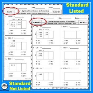 3 Digit by 1 Digit Area Model Division With and Without Remainders ...