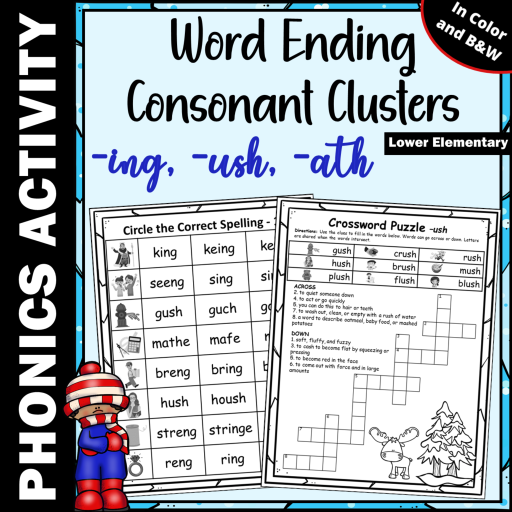 Final Consonant Blends - ING, USH, ATH - Winter Phonics Activities ...