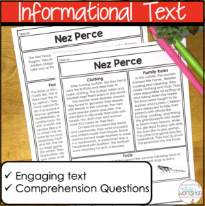 Nez Perce Native Americans Reading and Comprehension Activities | Made ...