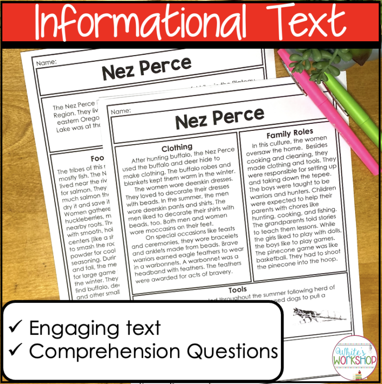 Nez Perce Native Americans Reading and Comprehension Activities | Made ...