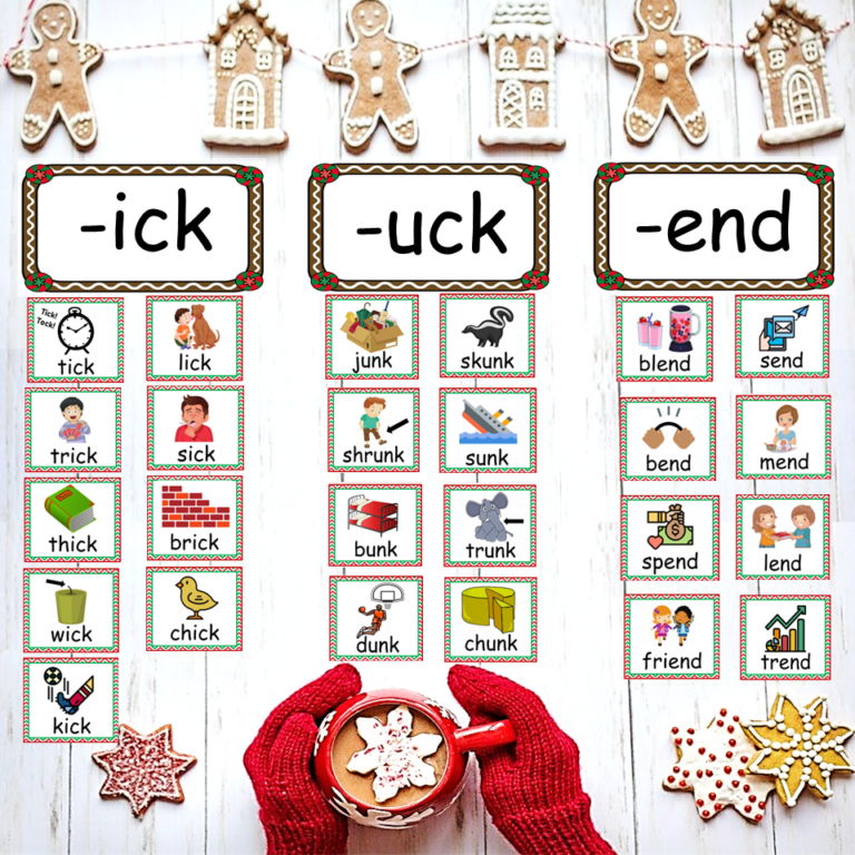 Final Consonant Blends - END, ICK, UNK - Holiday Phonics Activities ...