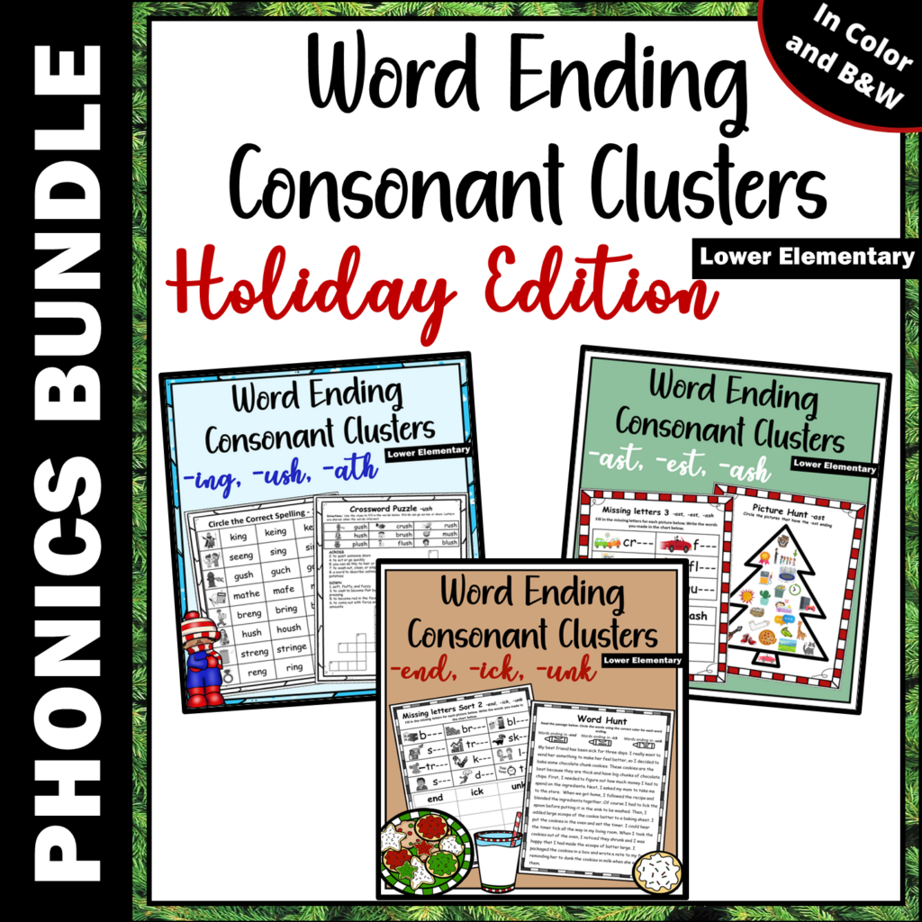 Final Consonant Blends Winter Phonics Activities & Worksheets BUNDLE ...