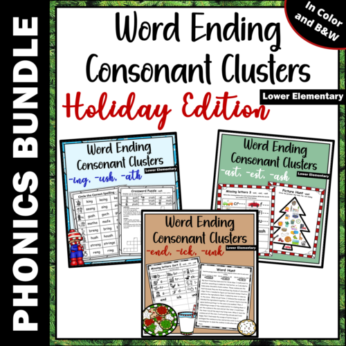 Final Consonant Blends Winter Phonics Activities & Worksheets BUNDLE ...
