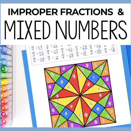 Improper Fractions and Mixed Numbers Color by Number | Made By Teachers