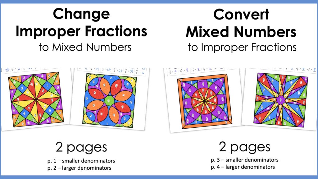 Improper Fractions and Mixed Numbers Color by Number | Made By Teachers