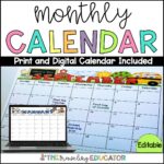Editable Monthly Calendar - Made By Teachers