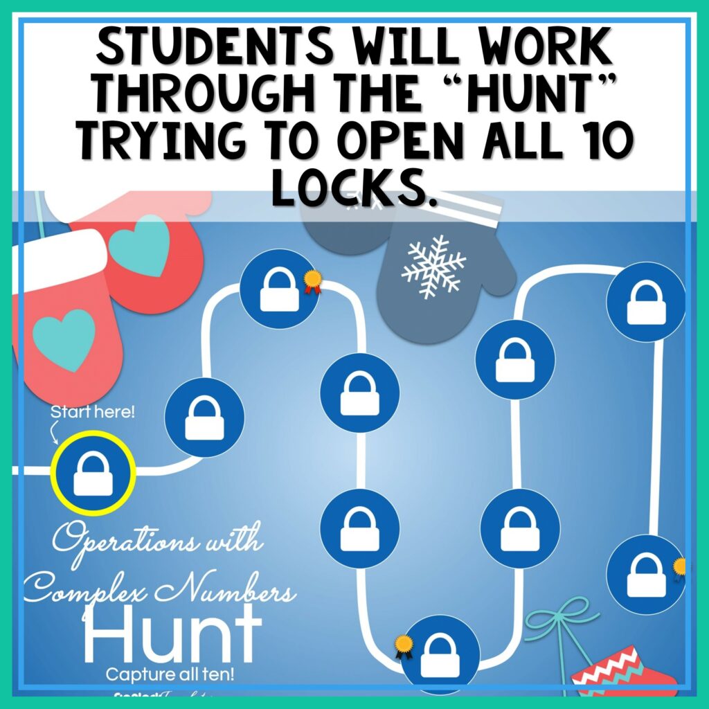 Operations with Complex Numbers Digital Winter Hunt Game | Made By Teachers