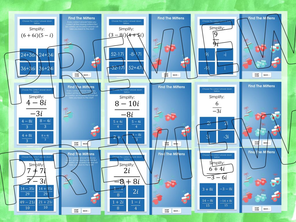 Operations with Complex Numbers Digital Winter Hunt Game | Made By Teachers