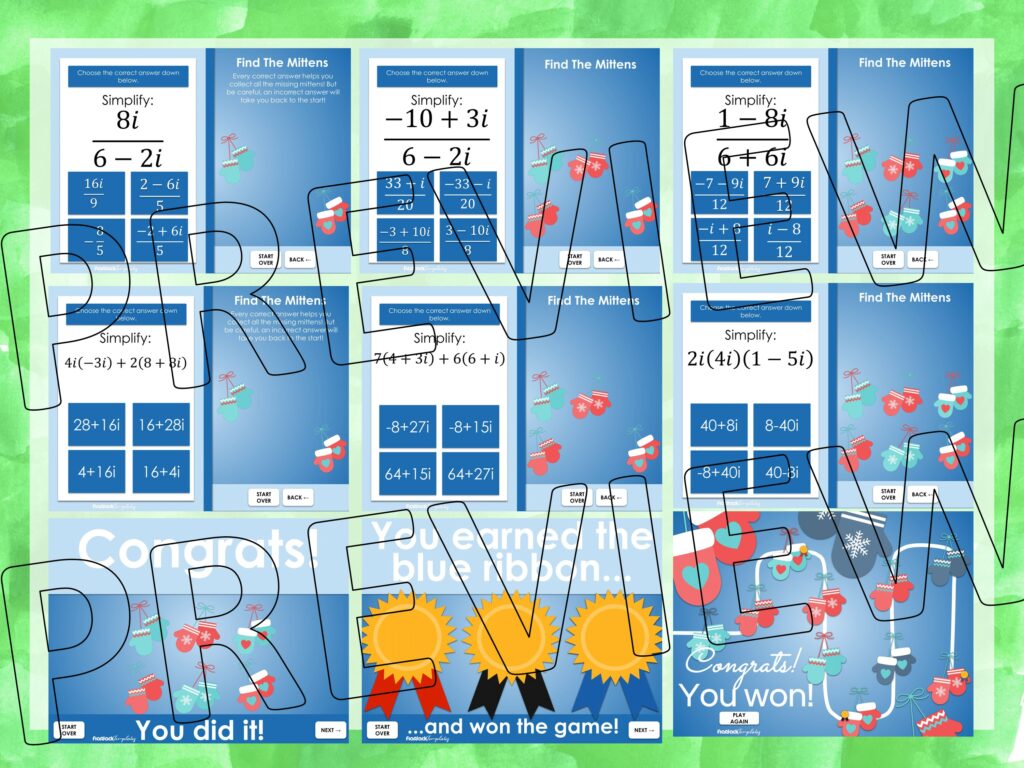 Operations with Complex Numbers Digital Winter Hunt Game | Made By Teachers
