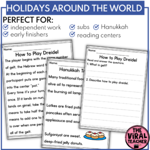 Hanukkah Reading Comprehension Worksheets and Google Slides™ Activity ...