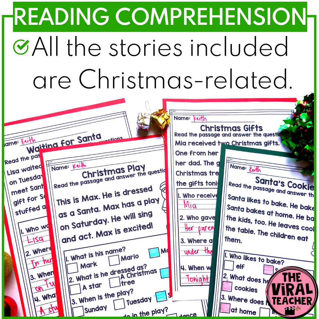 Christmas Reading Passages and Comprehension Questions Worksheets ...