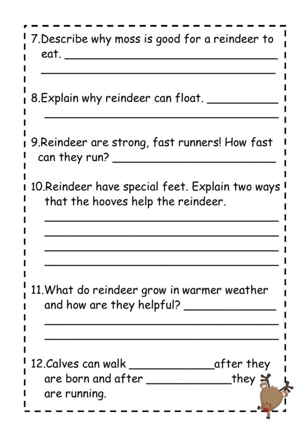 Reindeer Facts Reading Comprehension Passage - Made By Teachers