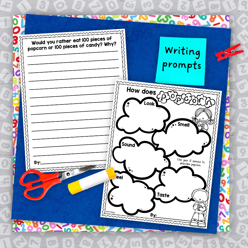 Popping through 100 Days of School Popcorn Craft, Prompts, & Decor ...