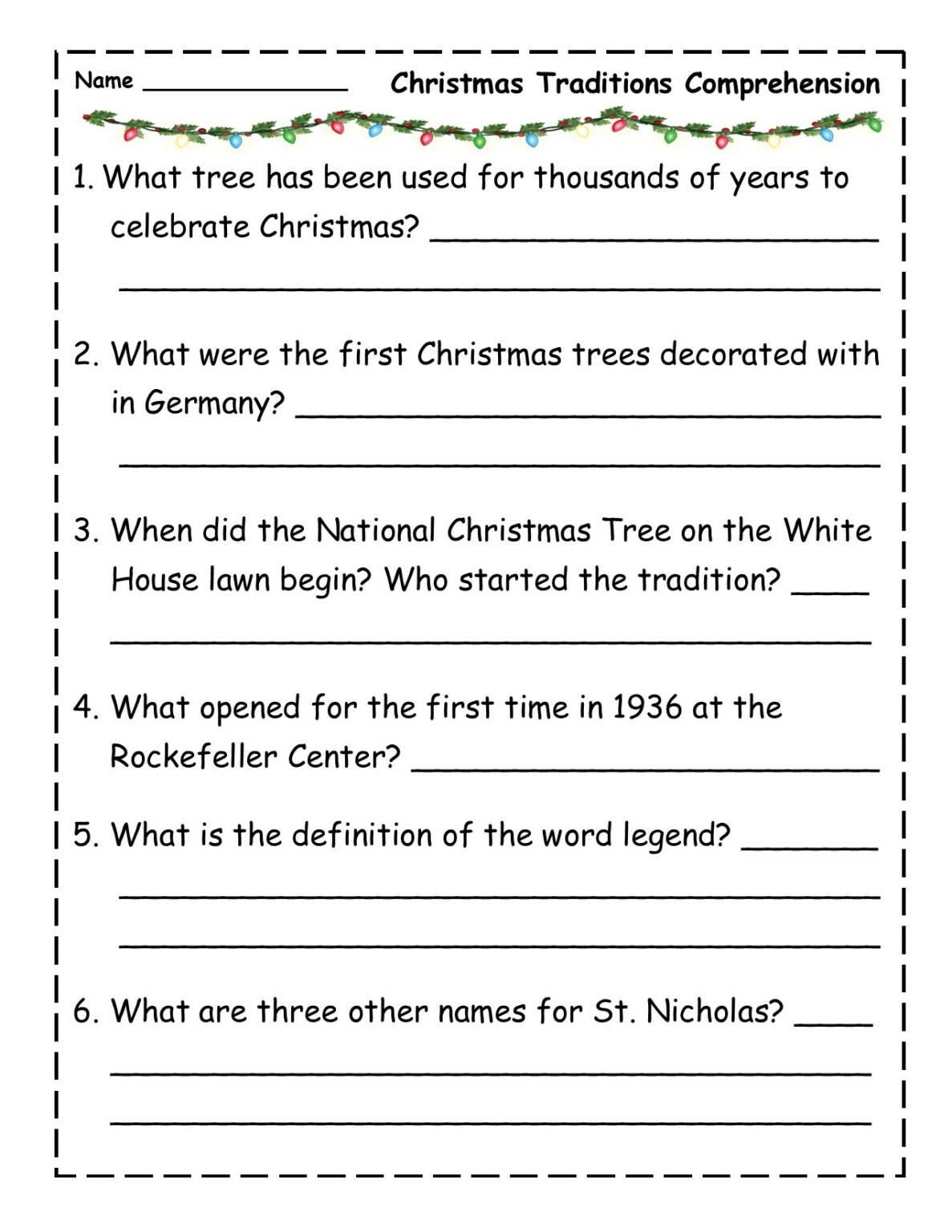 Christmas Traditions Reading Comprehension Passage - Made By Teachers