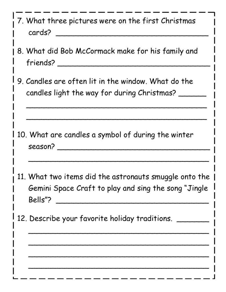 Christmas Traditions Reading Comprehension Passage - Made By Teachers