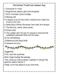 Christmas Traditions Reading Comprehension Passage - Made By Teachers