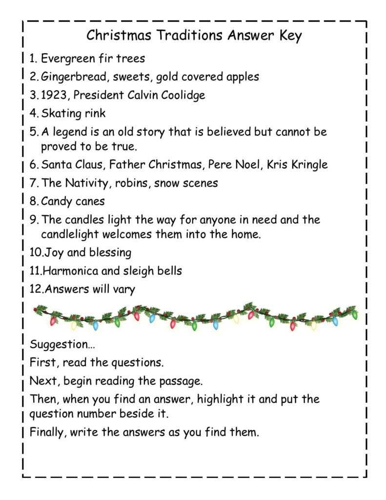 Christmas Traditions Reading Comprehension Passage | Made By Teachers