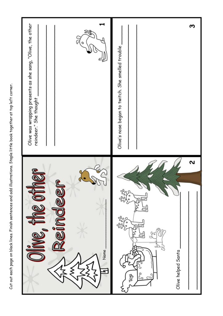Olive The Other Reindeer Main Idea Retell Story Elements Summarize ...