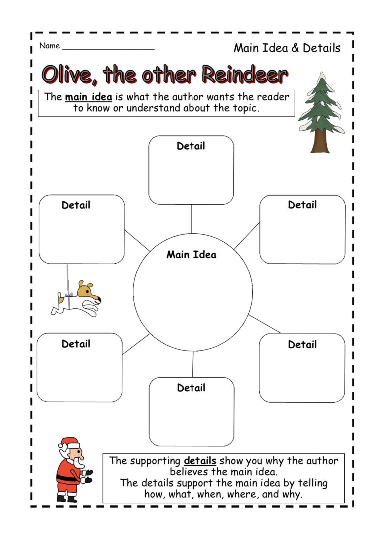 Olive The Other Reindeer Main Idea Retell Story Elements Summarize ...