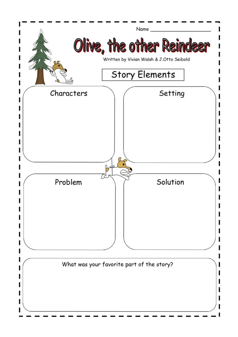 Olive The Other Reindeer Main Idea Retell Story Elements Summarize ...