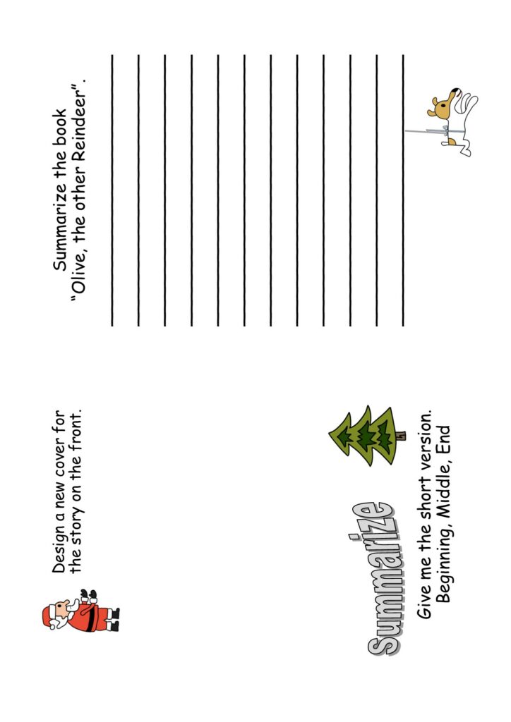 Olive The Other Reindeer Main Idea Retell Story Elements Summarize ...