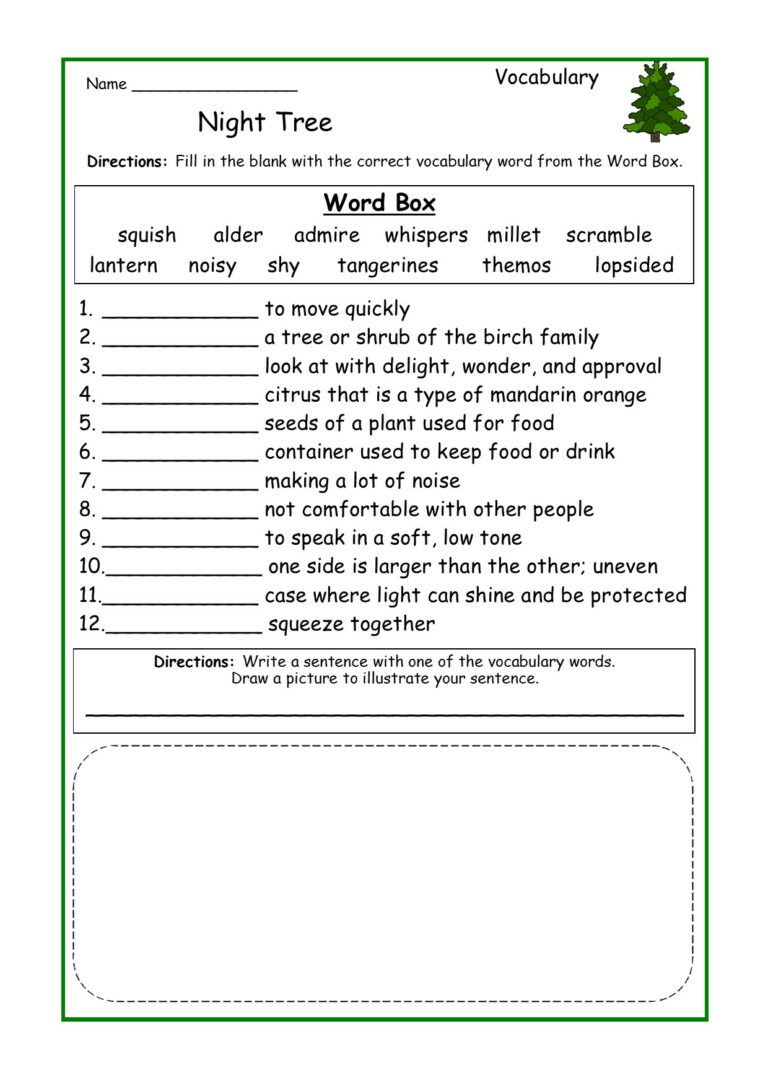 Night Tree Retell Main Idea Vocabulary Summarize Sequence - Made By ...