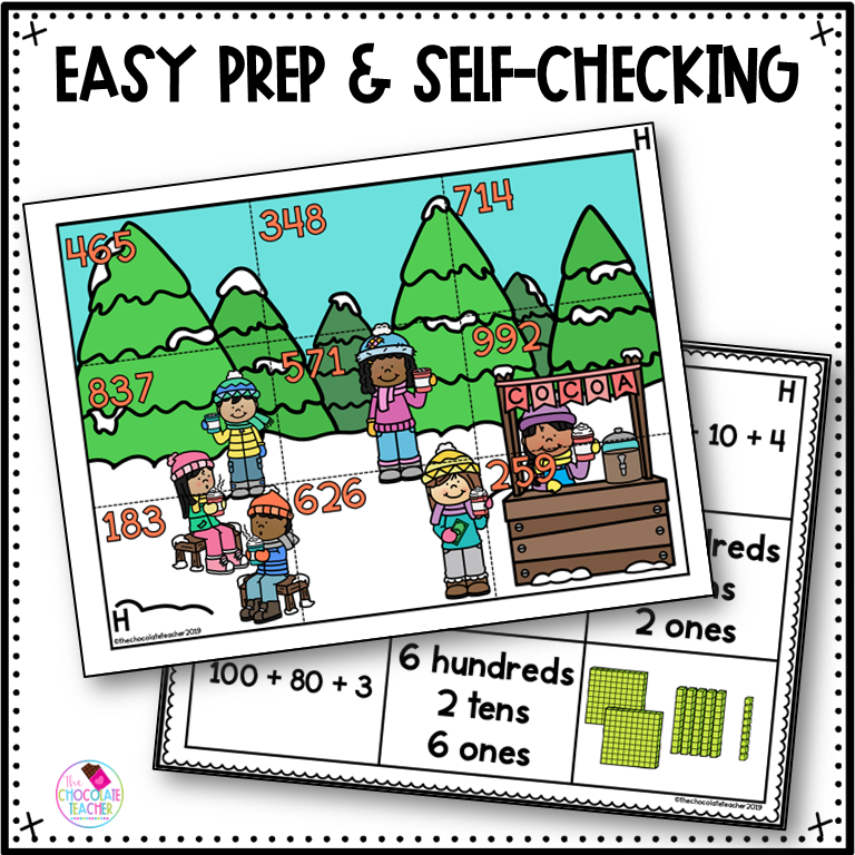 Place Value Puzzles - Hundreds Tens and Ones - Winter Math Activities ...