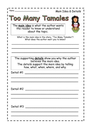 Too Many Tamales Main Idea Story Elements Retell Summarize Vocabulary ...