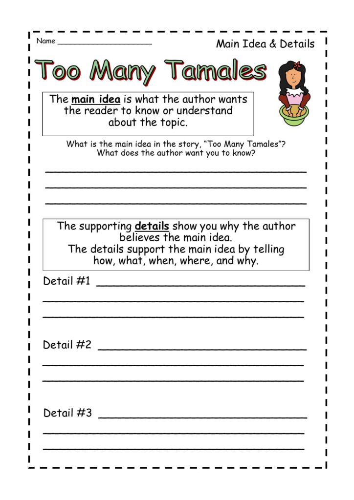 Too Many Tamales Main Idea Story Elements Retell Summarize Vocabulary ...