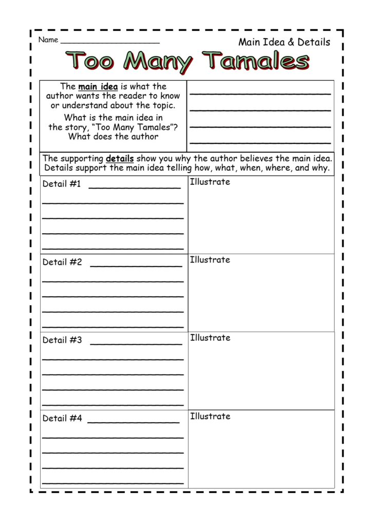 Too Many Tamales Main Idea Story Elements Retell Summarize Vocabulary ...