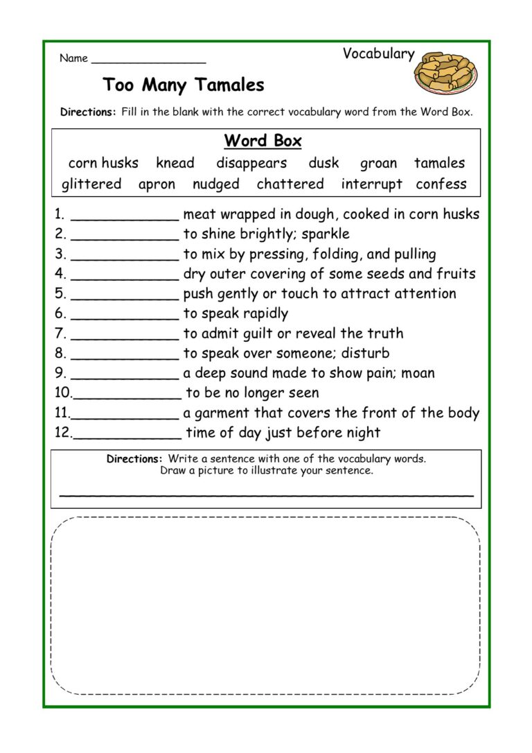 Too Many Tamales Main Idea Story Elements Retell Summarize Vocabulary ...