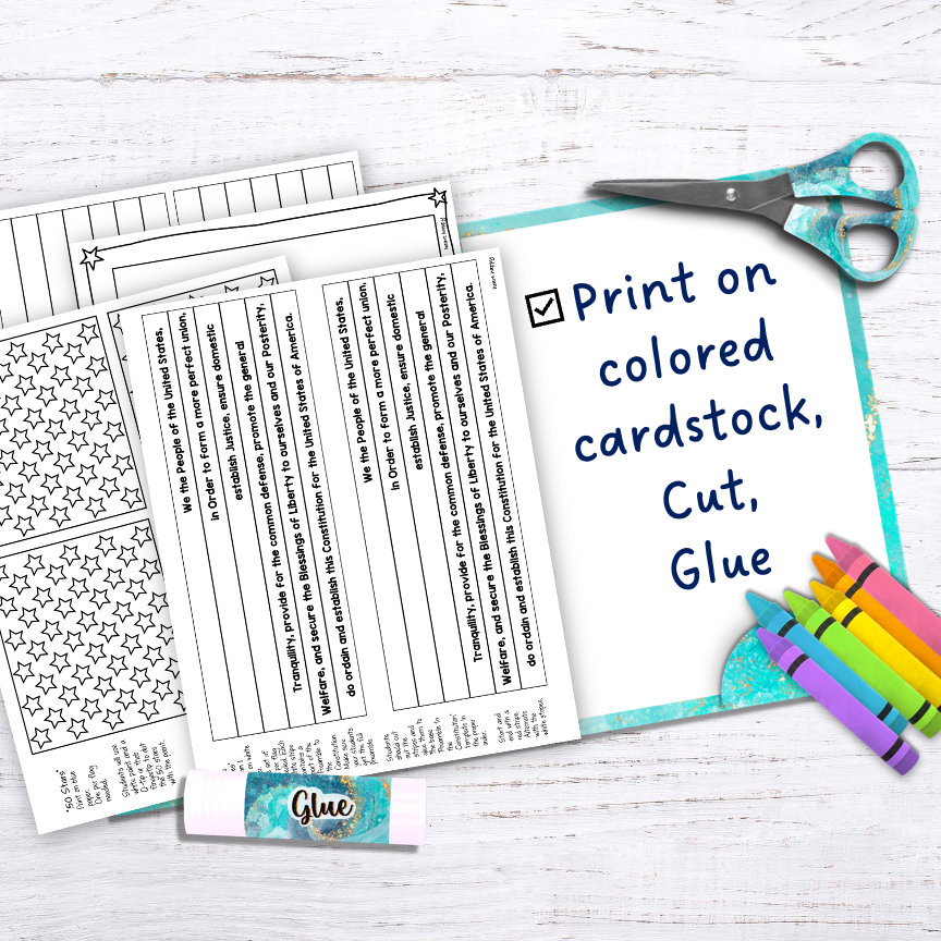 American Flag & Preamble to the Constitution Craft | Patriotic Craft ...