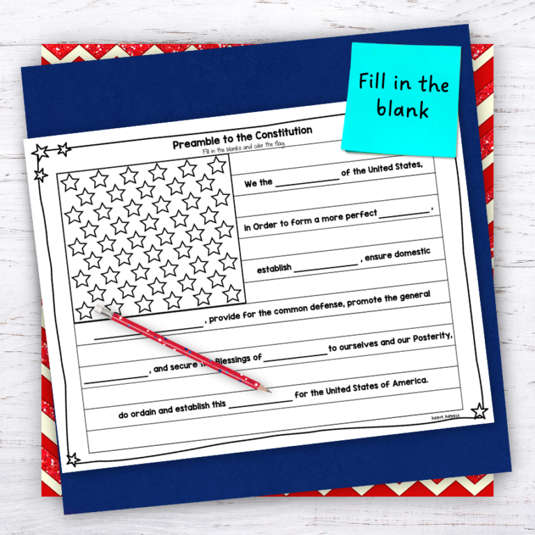 American Flag & Preamble to the Constitution Craft | Patriotic Craft ...