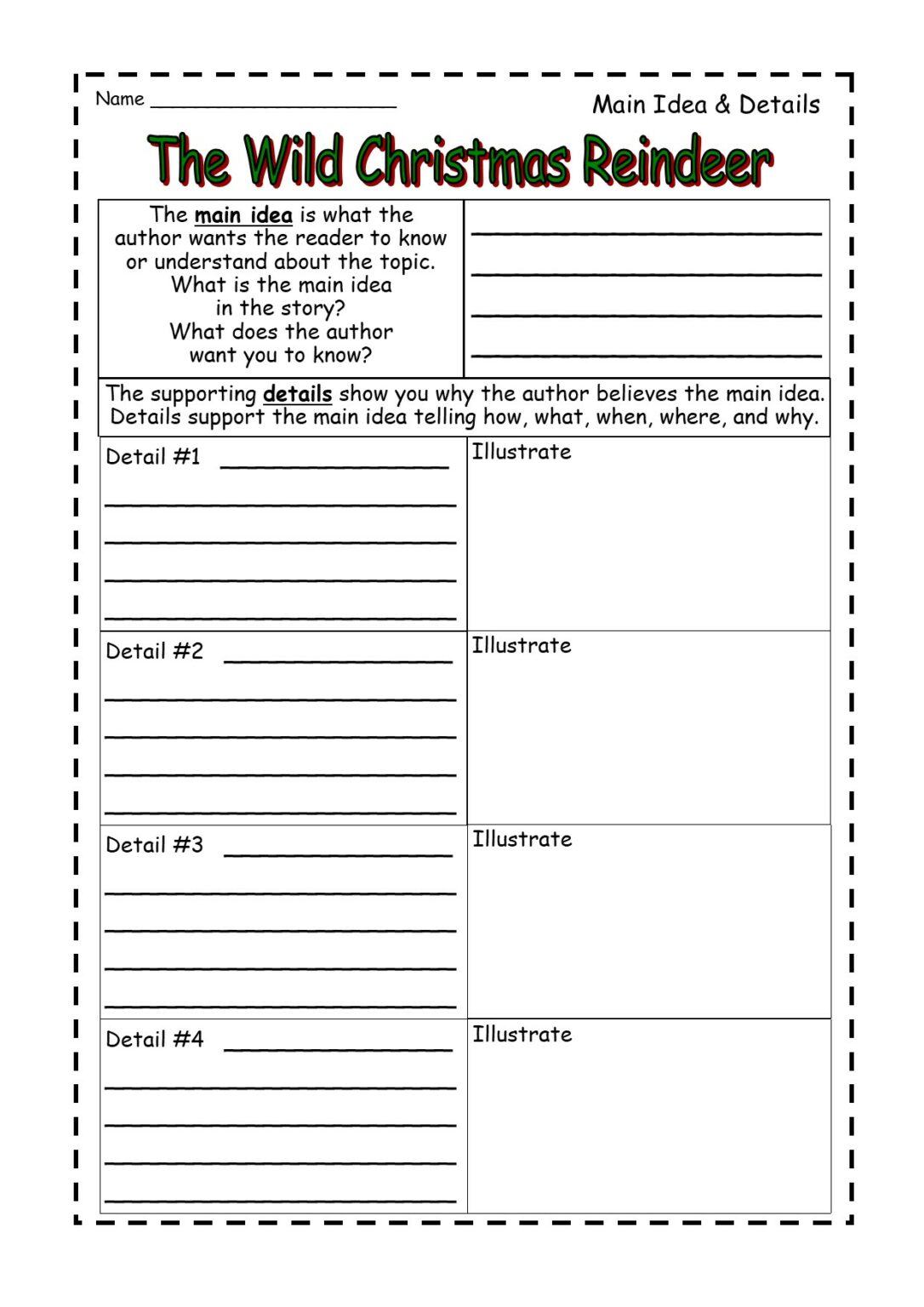 Wild Christmas Reindeer Main Idea Story Elements Retell Vocabulary ...