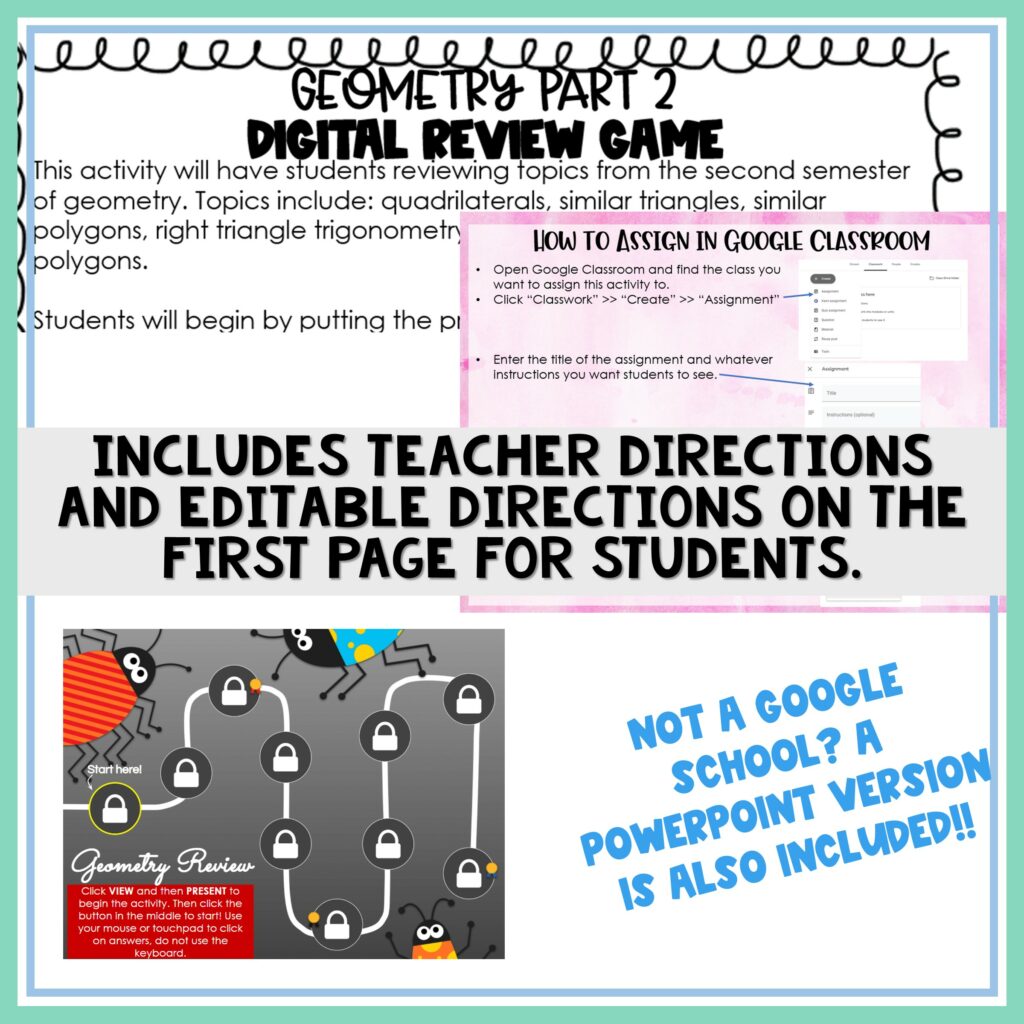 Geometry Review (Semester 1) DIGITAL Game | Made By Teachers
