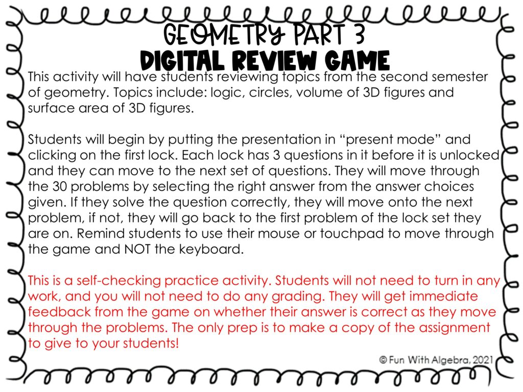 Geometry Review (Semester 2) DIGITAL Game | Made By Teachers