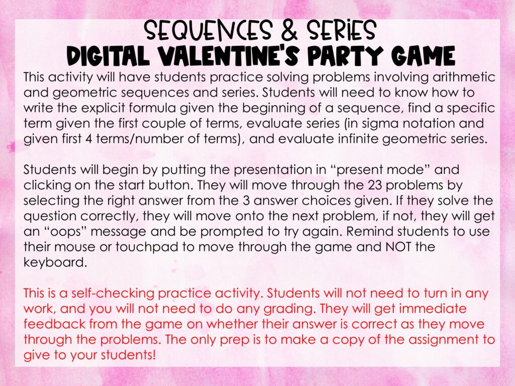 Sequences & Series DIGITAL Valentine's Day Game | Made By Teachers