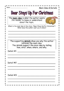 Bear Stays Up For Christmas Main Idea Retell Vocabulary Summarize ...