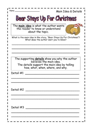 Bear Stays Up For Christmas Main Idea Retell Vocabulary Summarize ...