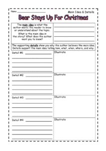 Bear Stays Up For Christmas Main Idea Retell Vocabulary Summarize ...