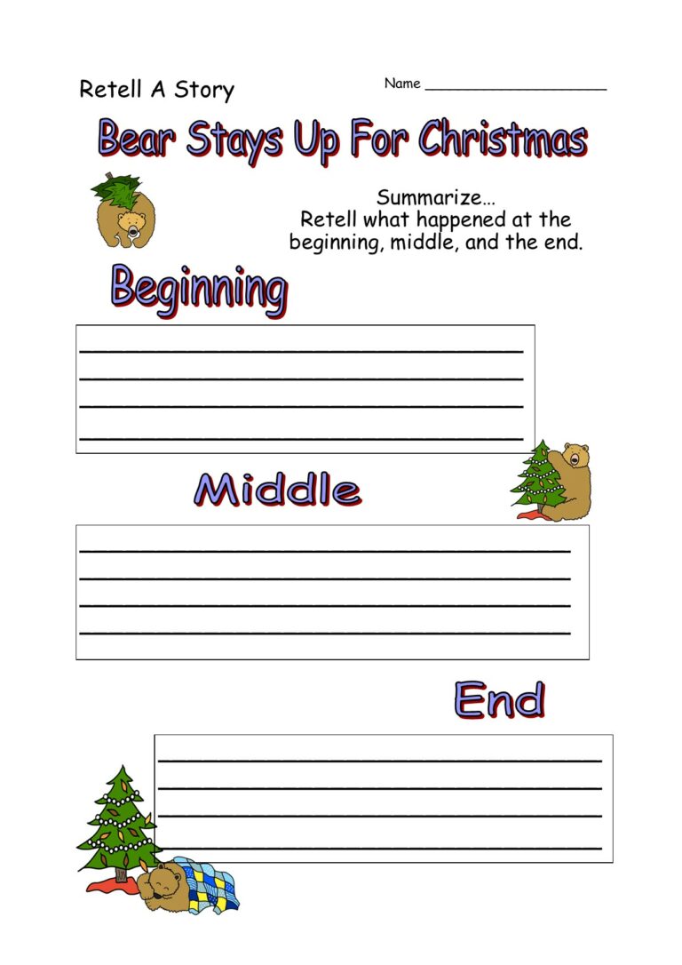 Bear Stays Up For Christmas Main Idea Retell Vocabulary Summarize ...