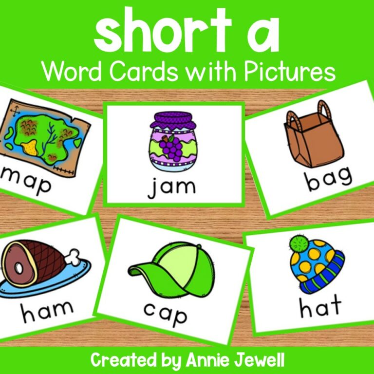 Short Vowel Word Cards with Pictures - Flashcards and Worksheets ...